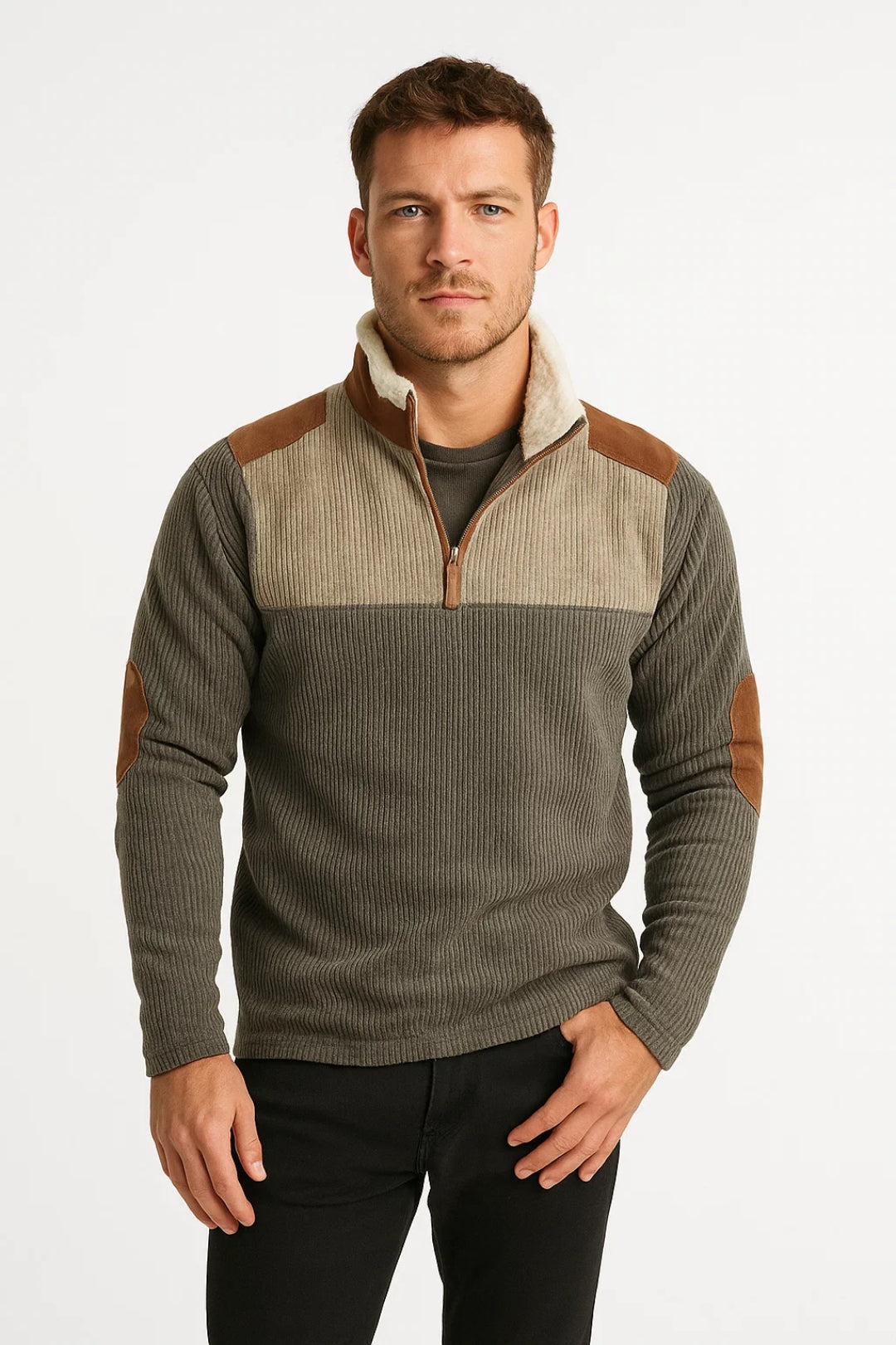Pull Homme | col montant | texture côtelée pour Hiver – Atelierlune